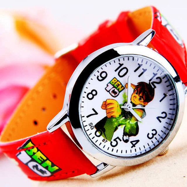 Ben 10 Cartoon Children Watch Leather Quartz Kids Watches Child Wrist ...